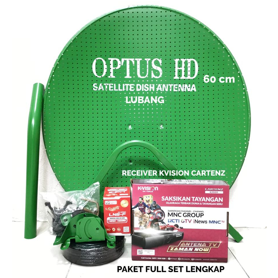 Jual Parabola Mini Optus Hijau Lubang 60cm Paket Receiver Cartenz - Odu Optus 60 cm Hijau Lubang ...