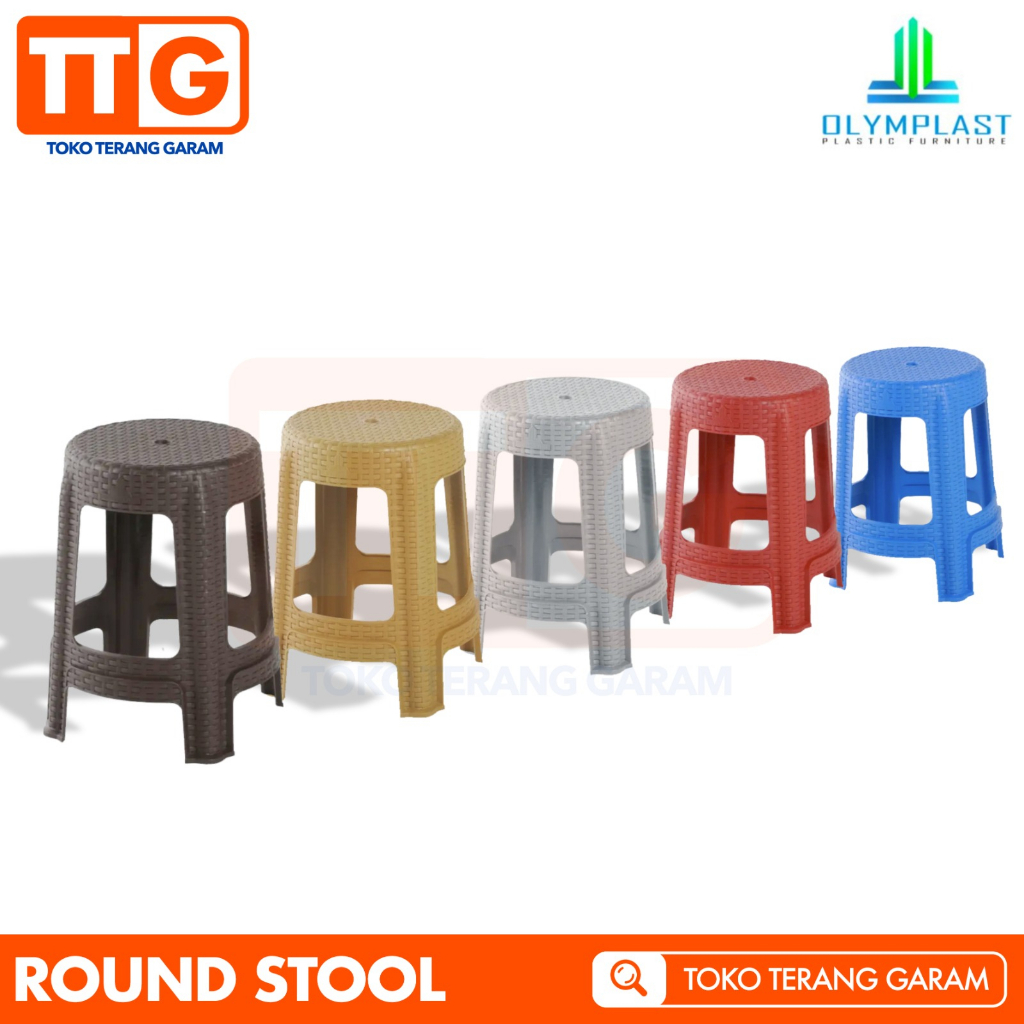 Jual OLYMPLAST RATTAN ROUND PLASTIC STOOL CHAIR KURSI BASO PLASTIK ...