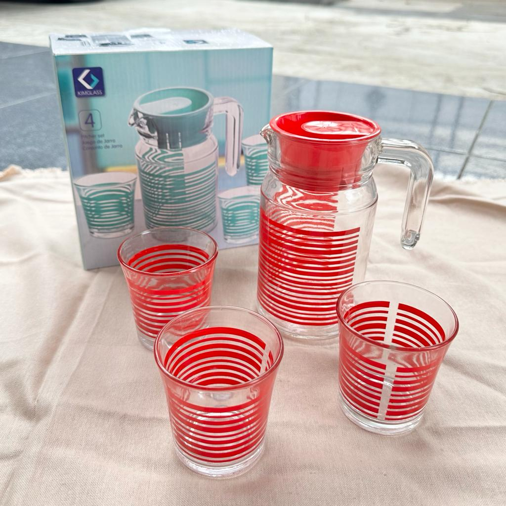 Jual Pitcher Set 4 in 1 Sudah Termasuk Gelas / Teko Kaca Set / Set ...