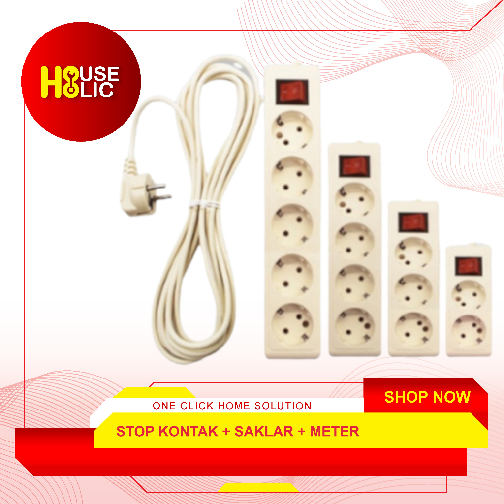 Jual Stop Kontak Lubang Lobang Colokan 2 3 4 5 + Saklar + Kabel 3 Meter | Shopee Indonesia