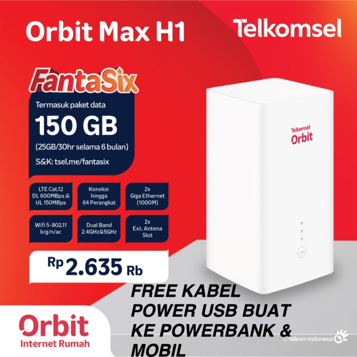 Jual Modem wifi Huawei B628 Orbit MAX H1 Telkomsel Router Wifi 4G Free ...