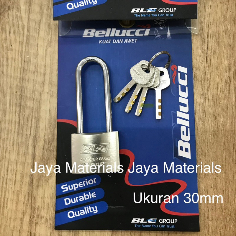 Jual Gembok merk Bellucci ukuran 30mm Leher Panjang cocok untuk GEMBOK ...