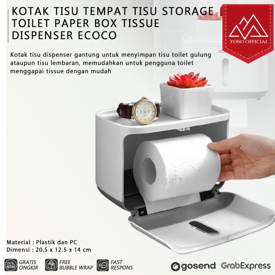 Jual KOTAK TISU ECOCO TEMPAT TISU STORAGE TOILET PAPER BOX TISSUE ...