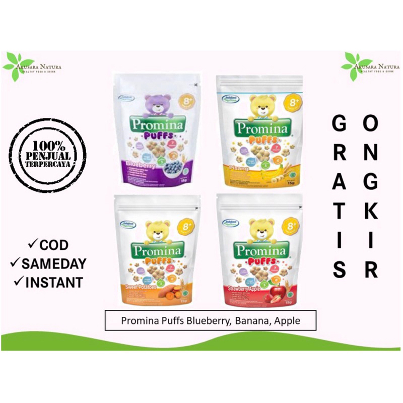 Jual Promina Puffs / Promina PUFFS Snack Bayi APPLE BANANA BLUEBERRY 15 ...