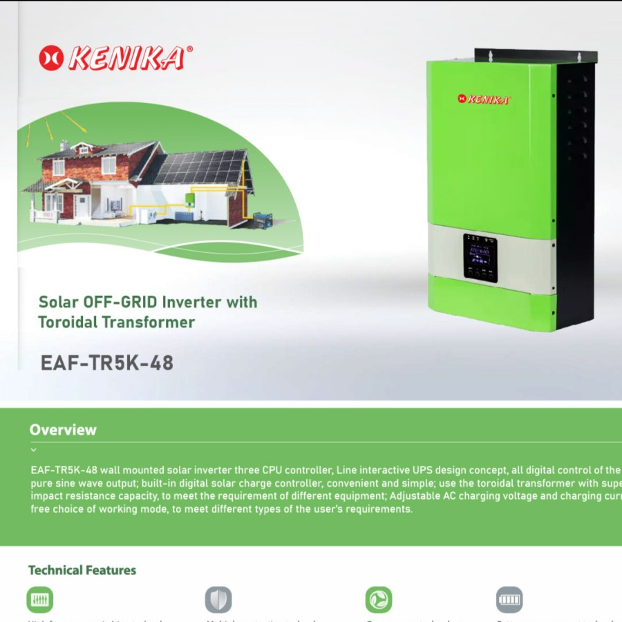 Jual KENIKA SOLAR INVERTER 48V 5000W HYBRID OFF-GRID TOROIDAL [EAF-TR5K ...