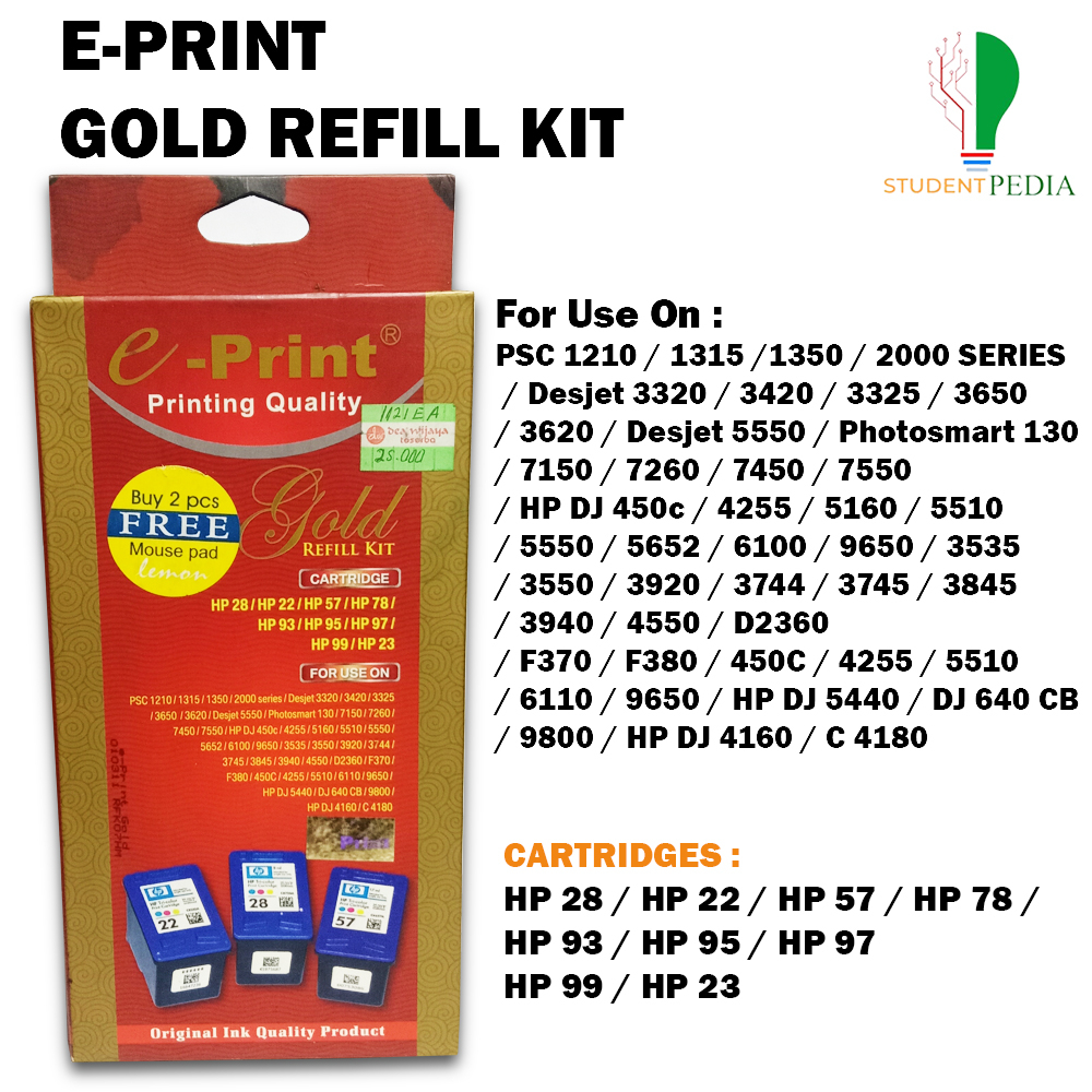 Jual e-Print Gold Refill Kit / Refill Tinta Printer For HP | Shopee ...