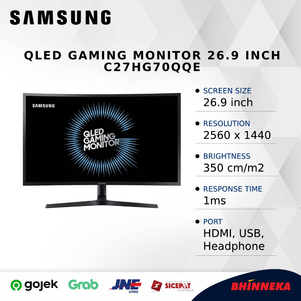 Jual SAMSUNG QLED Gaming Monitor 26.9 Inch C27HG70QQE | Shopee Indonesia