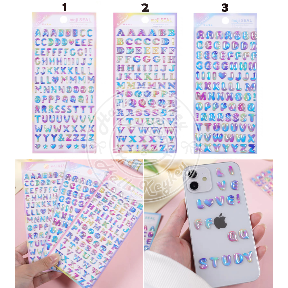 Jual stiker abjad alphabet huruf timbul rainbow metalik | Shopee Indonesia