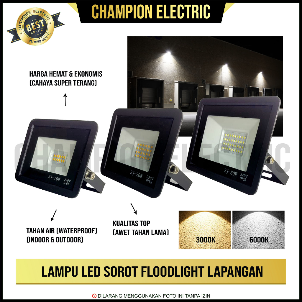 Jual Lampu Sorot LED Tembak Outdoor 10W 20W 30W 50W - Floodlight Waterproof Taman, Halaman ...