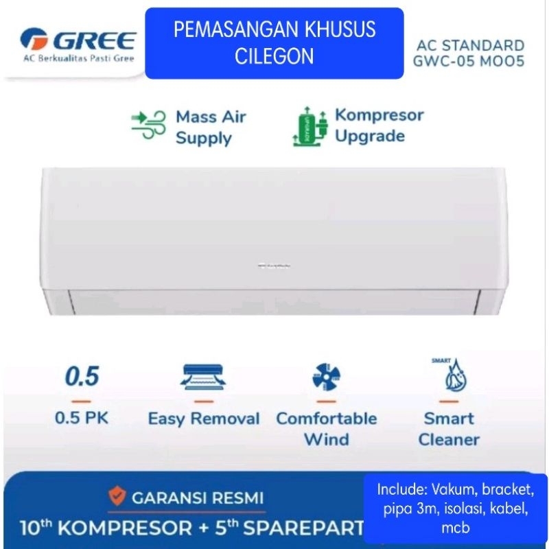 Jual AC GREE 1/2PK GWC-05MOO5S + PASANG (CILEGON MERAK) | Shopee Indonesia