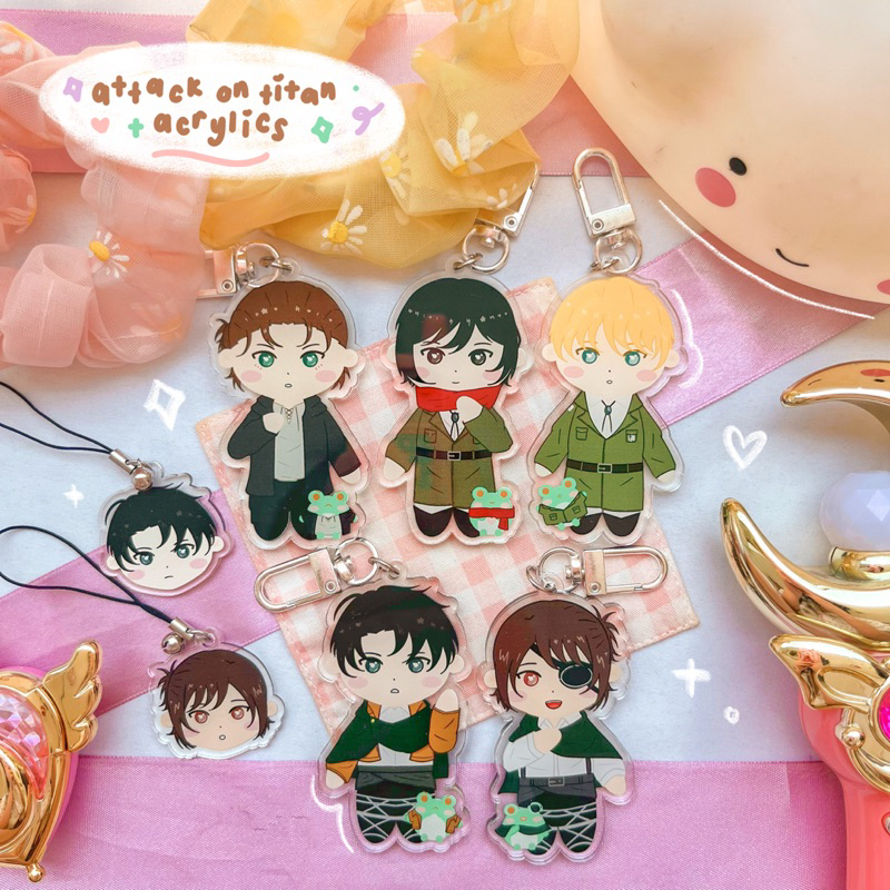 Jual attack on titan keycharm, phone strap, standee, popsocket acrylic ...