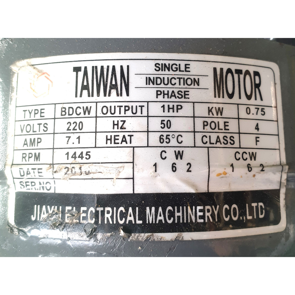 Jual induksi motor 1 phase, 220 volt ac, 0,75 kw WATT | Shopee Indonesia