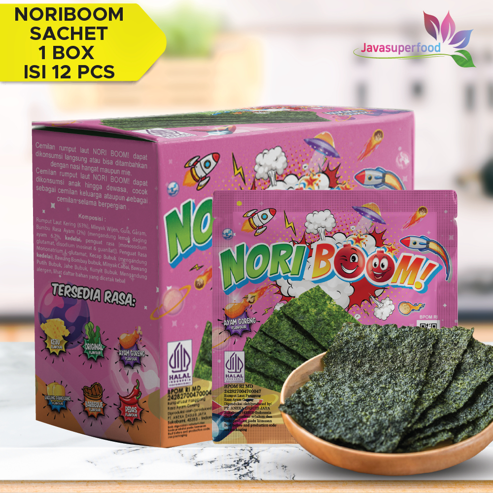 Jual NoriBoom (1 BOX ISI 12 PCS) / Nori Sachet Seaweed Snack 3g Rumput ...