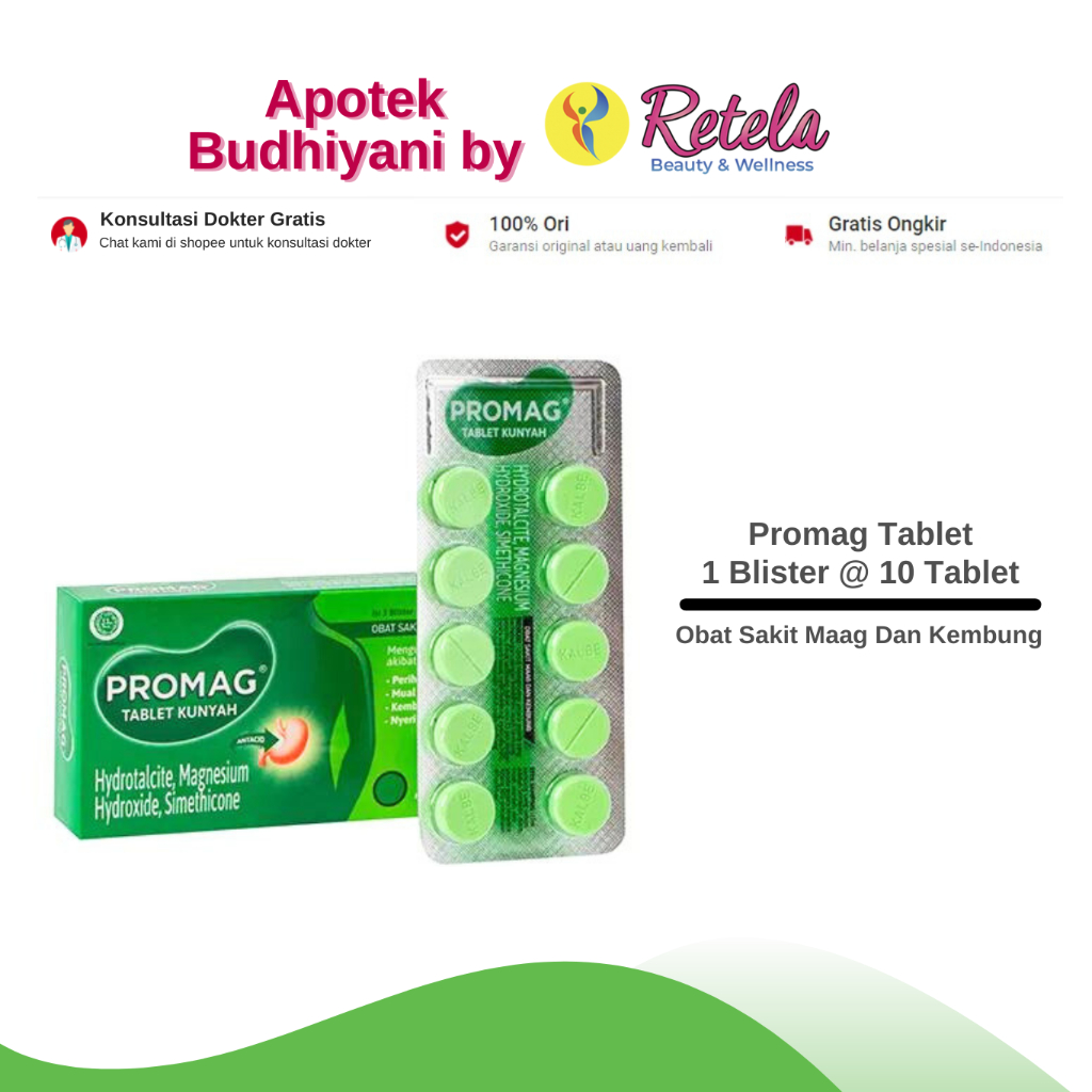 Jual Promag Tablet 1 Blister @ 10 Tablet / Obat Sakit Maag Dan Kembung ...