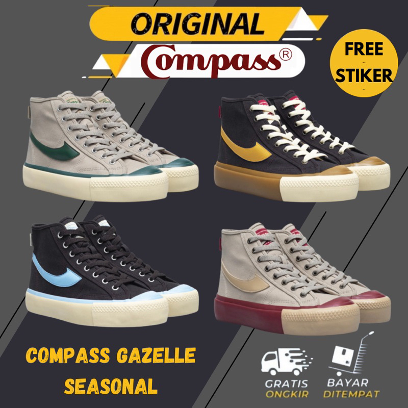Jual [ORIGINAL] Compass Gazelle High Wafer Green / Wafer Maroon / Caramel / Choco Ice | Shopee ...