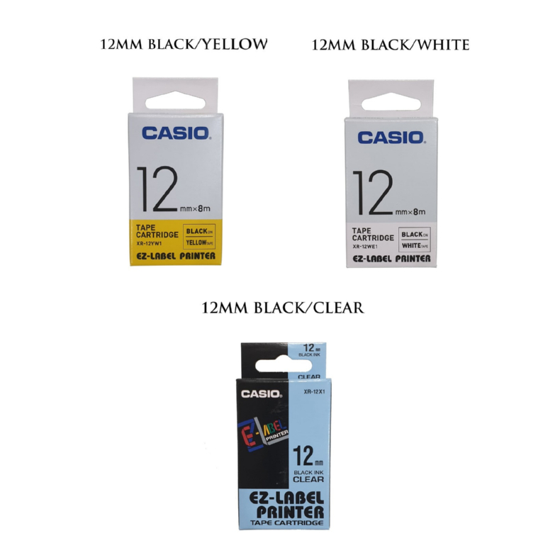 Jual Pita EZ Label Printer Casio 12mm / XR-12YW1 Yellow / 12WE1 White ...