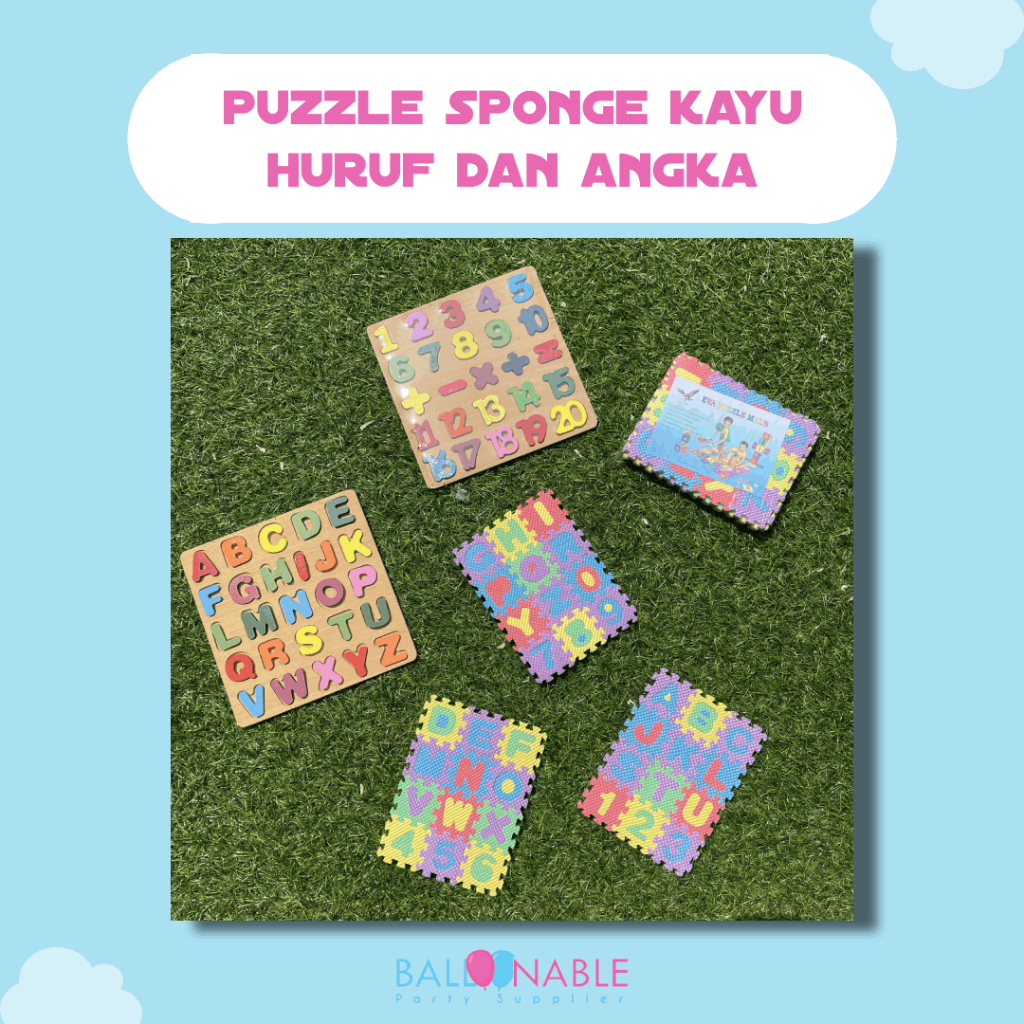 Jual [Mainan Edukasi] Puzzle Sponge Kayu Huruf dan Angka / Mainan ...