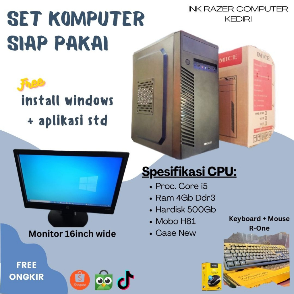 Jual PC Full set Komputer Kerja Core i5 Monitor 19inch | Shopee Indonesia