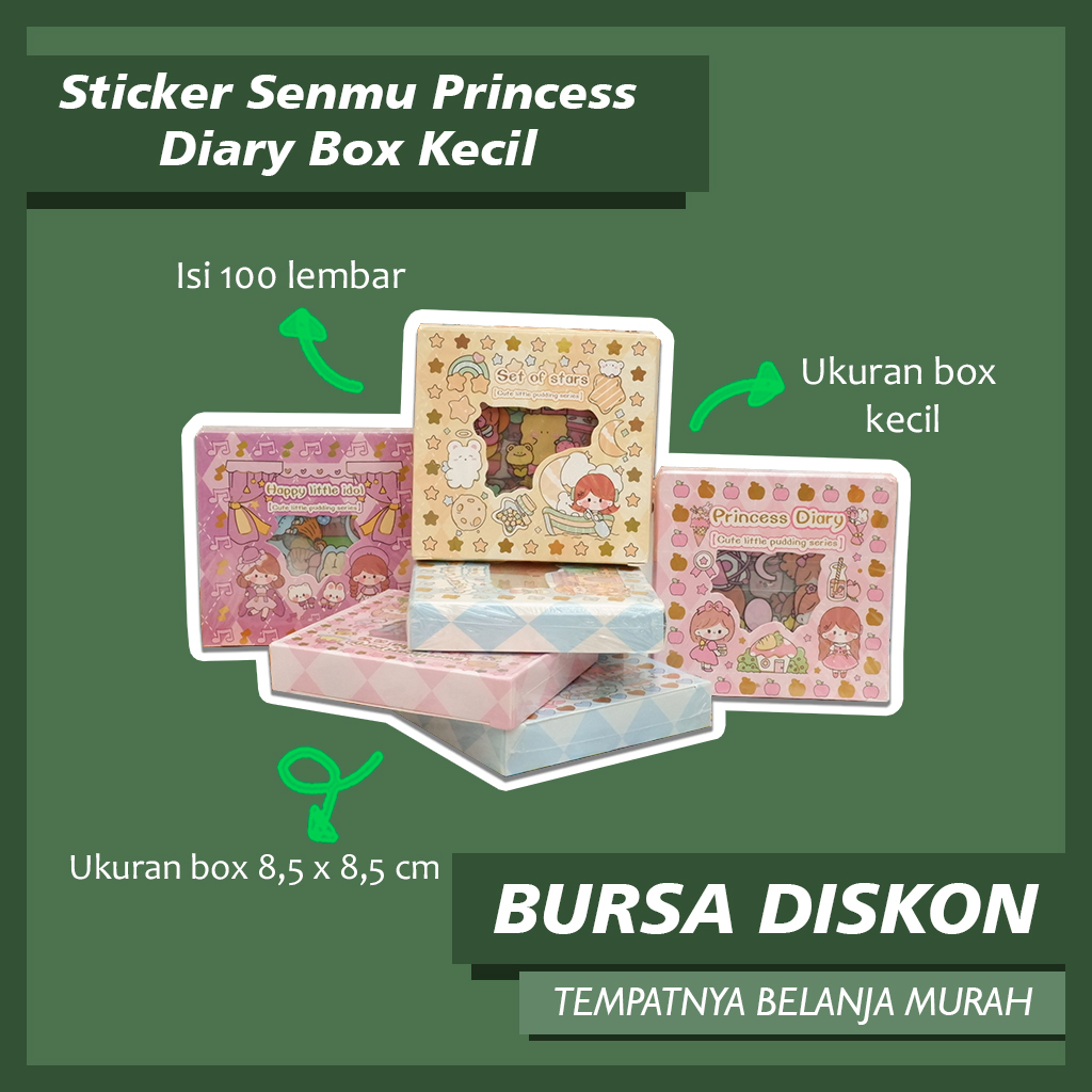 Jual Sticker Senmu Box Kecil Isi 100 Paket Sticker Jurnal Princess ...