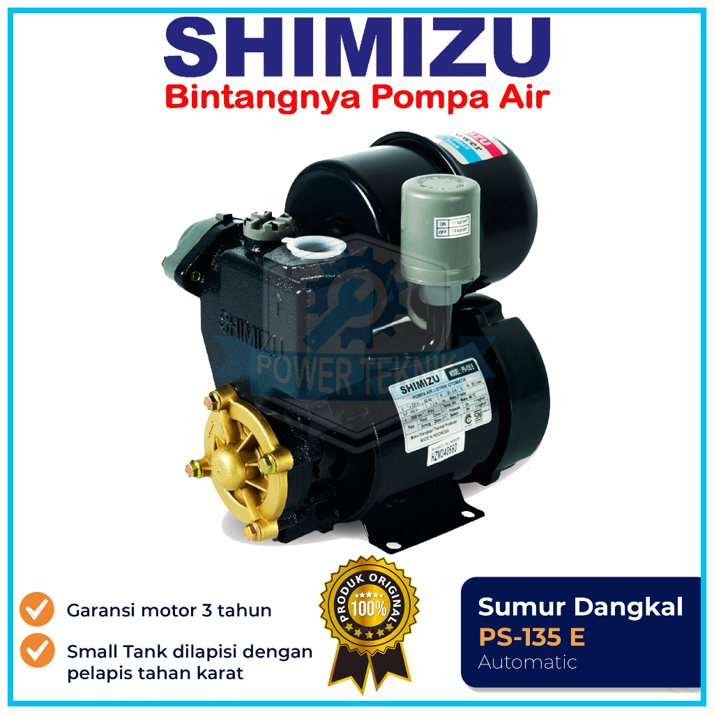 Jual Pompa Air Otomatis SHIMIZU PS-135 E Pompa Air Listrik 1 Phase Sumur Dangkal Automatis 9 ...