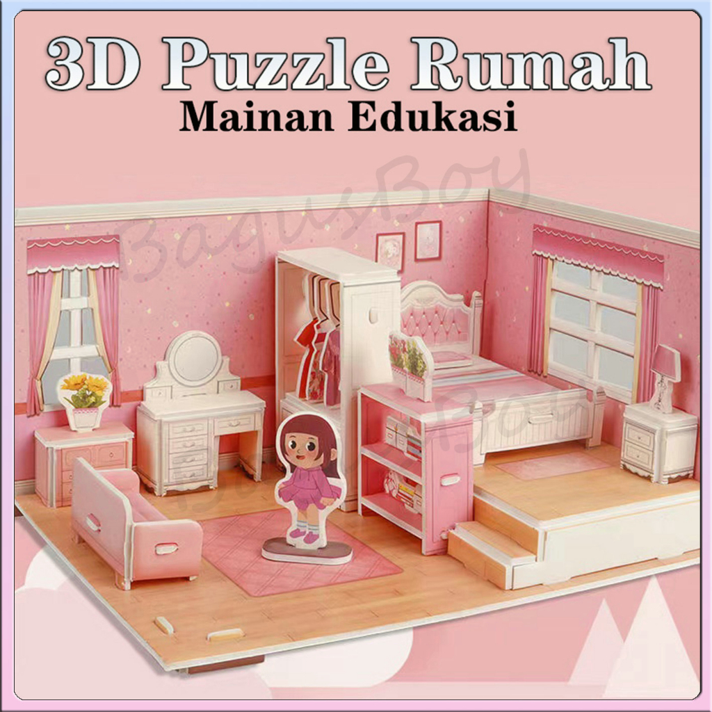 Jual DIY Mainan craft Mainan Edukasi Anak Puzzle 3D Miniatur DIY Jigsaw ...