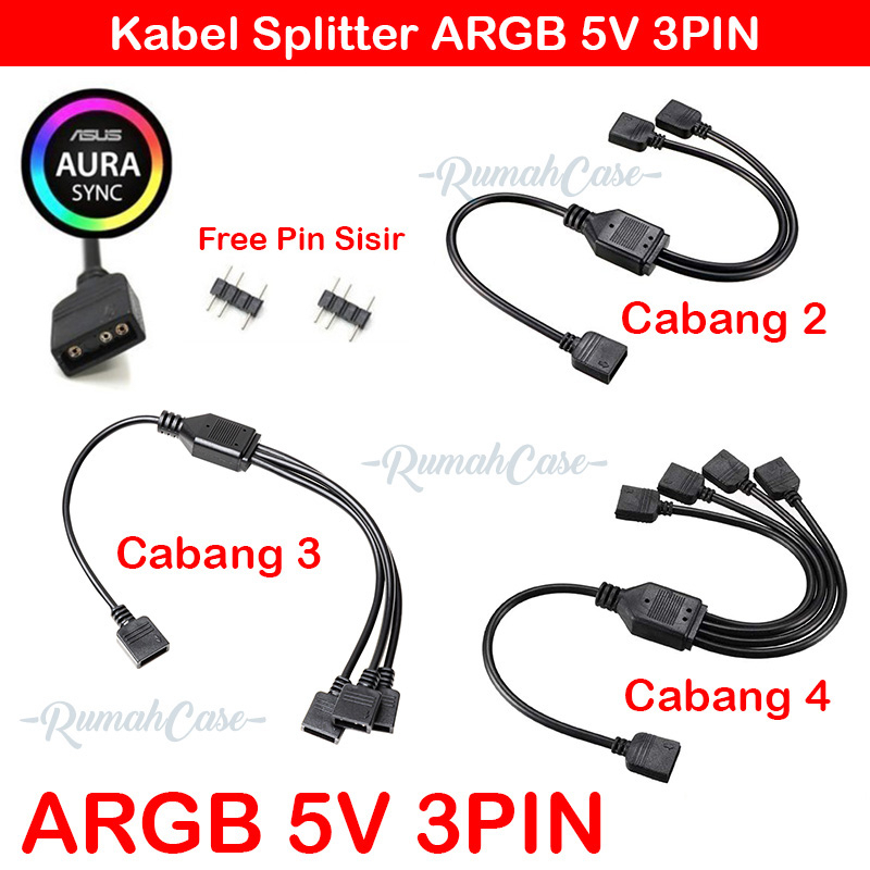 Jual Kabel Splitter LED Strip ARGB 5v 3pin Addressable RGB cable cabang ...