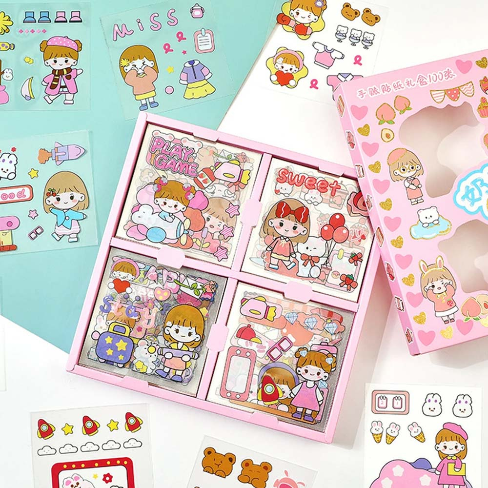 Jual Stiker Motif Kartun Korea Box Anti Air Sticker Decorasi PVC ...
