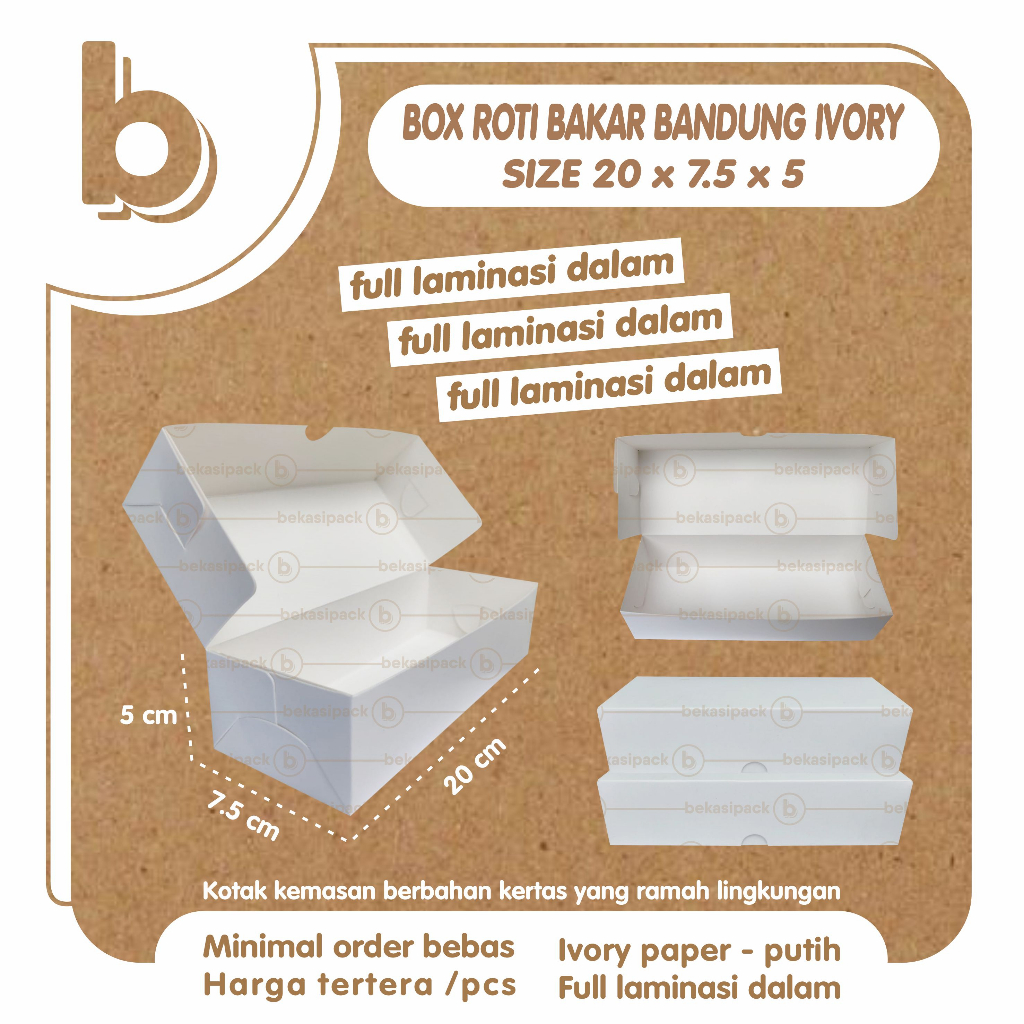 Jual Box Roti Bakar Bandung Ivory Foodgrade 20x7.5x5 I BRBBIF00412 ...