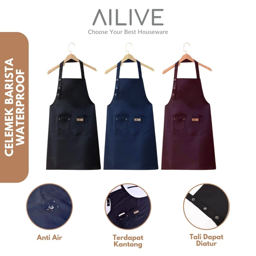 Jual AILIVE Apron Celemek Barista Waterproof Korean Style / Celemek ...
