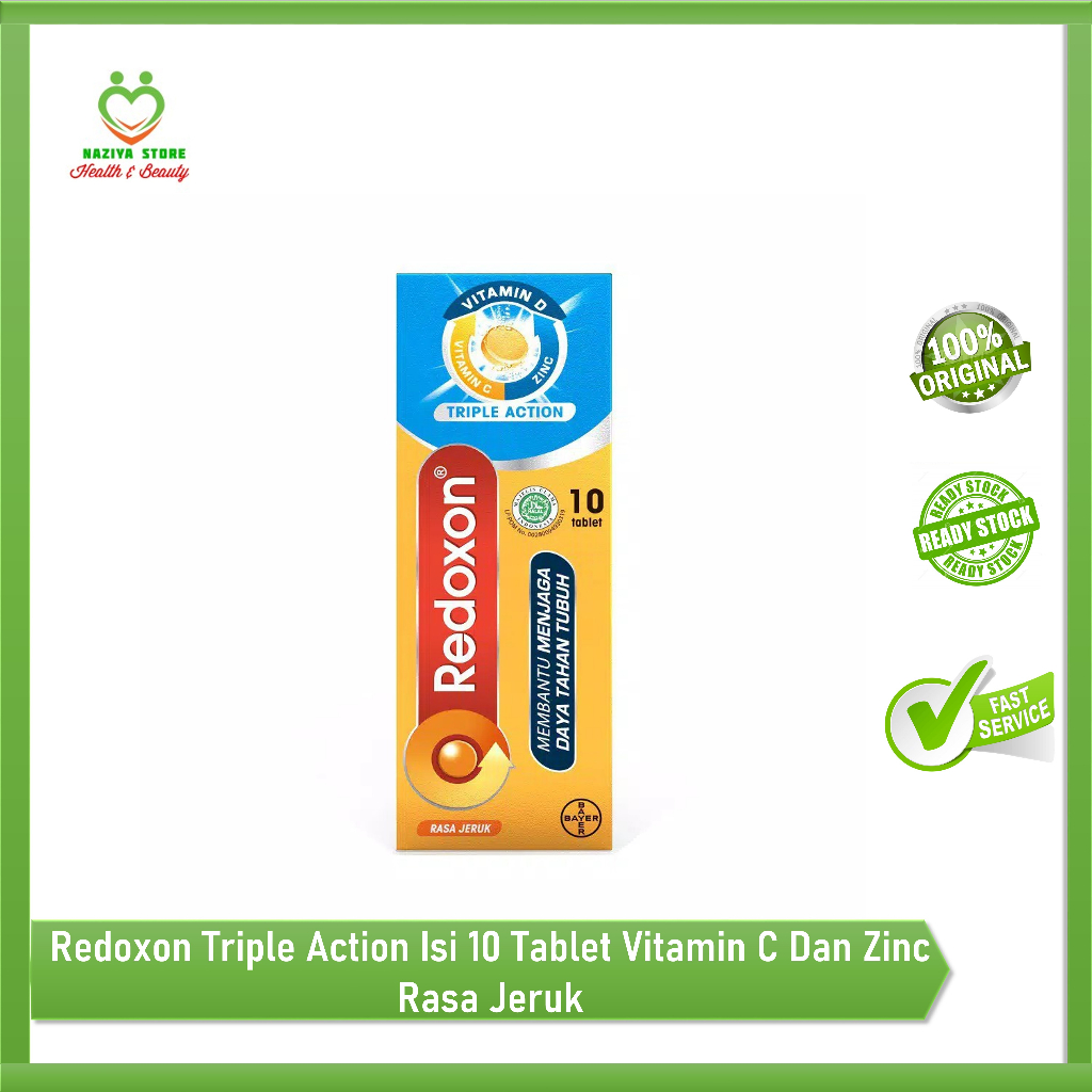 Jual REDOXON Triple Action Vitamin C D & Zinc Rasa Jeruk 10 Tablet ...