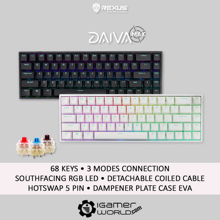 Jual Rexus DAIVA D68SF MAX RGB 68% Mechanical Gaming Keyboard | Shopee ...