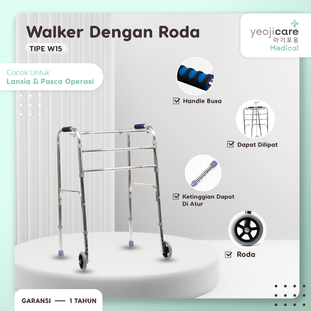 Jual Yeojicare Walker Roda Alat Bantu Jalan Lansia Fisioterapi | Shopee ...
