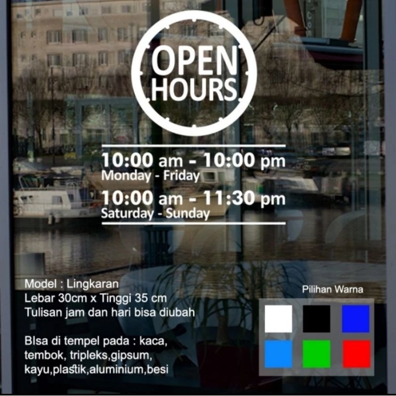 Jual Sticker Kaca Cafe / Sticker Kaca Toko Open Hours | Shopee Indonesia