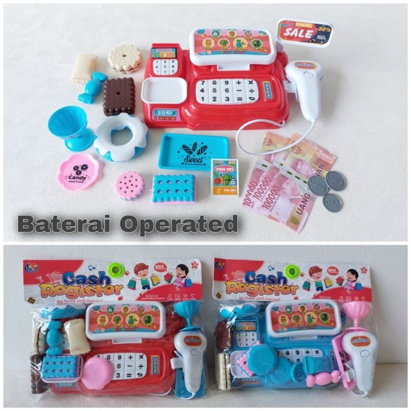 Jual Mainan Mesin Kasir Cash Register Supermarket Pakai Baterai ...