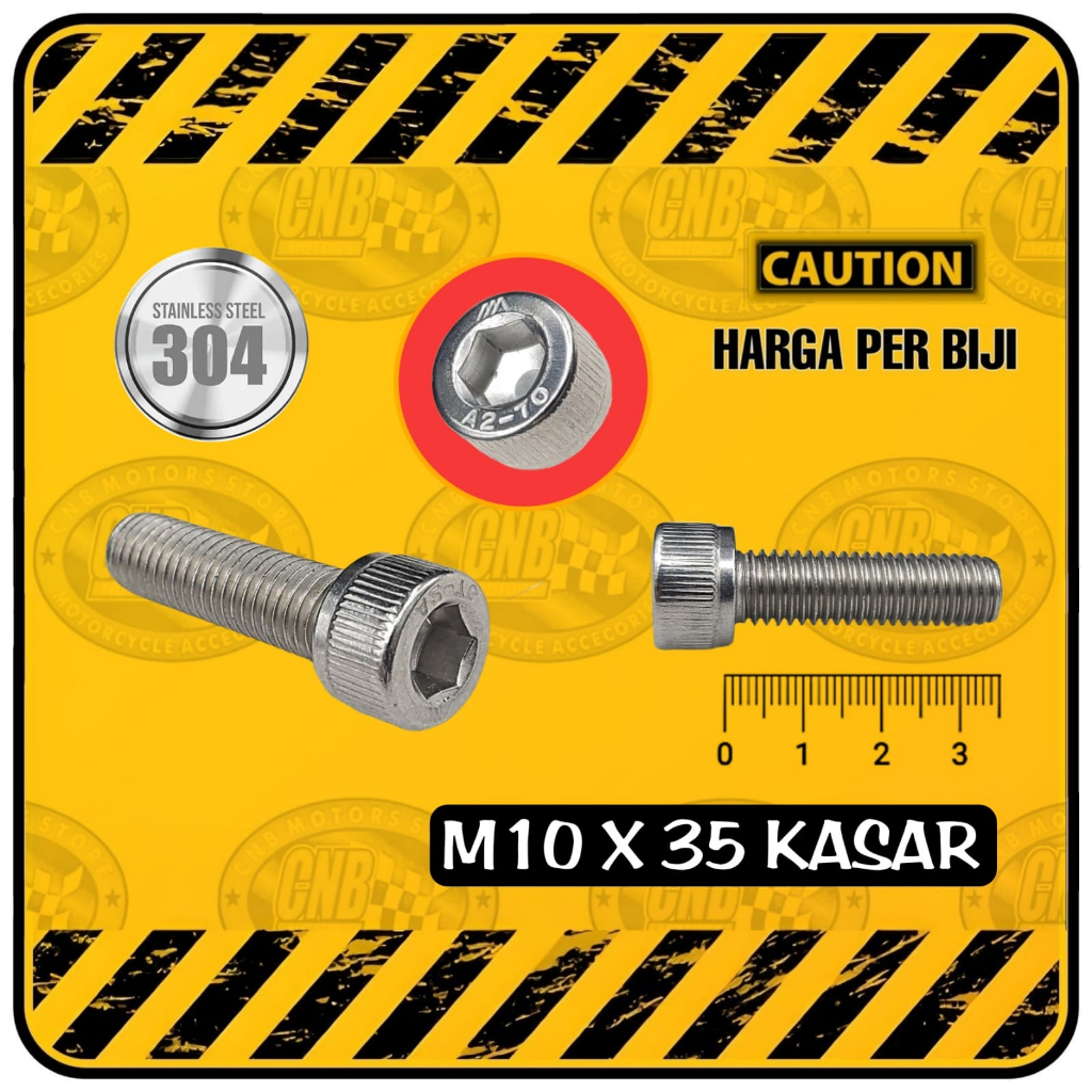 Jual BAUT L STAINLESS M10X35 DRAT KASAR SETARA BAUT KUNCI 14 PANJANG 35 MM 3,5 CM | Shopee Indonesia