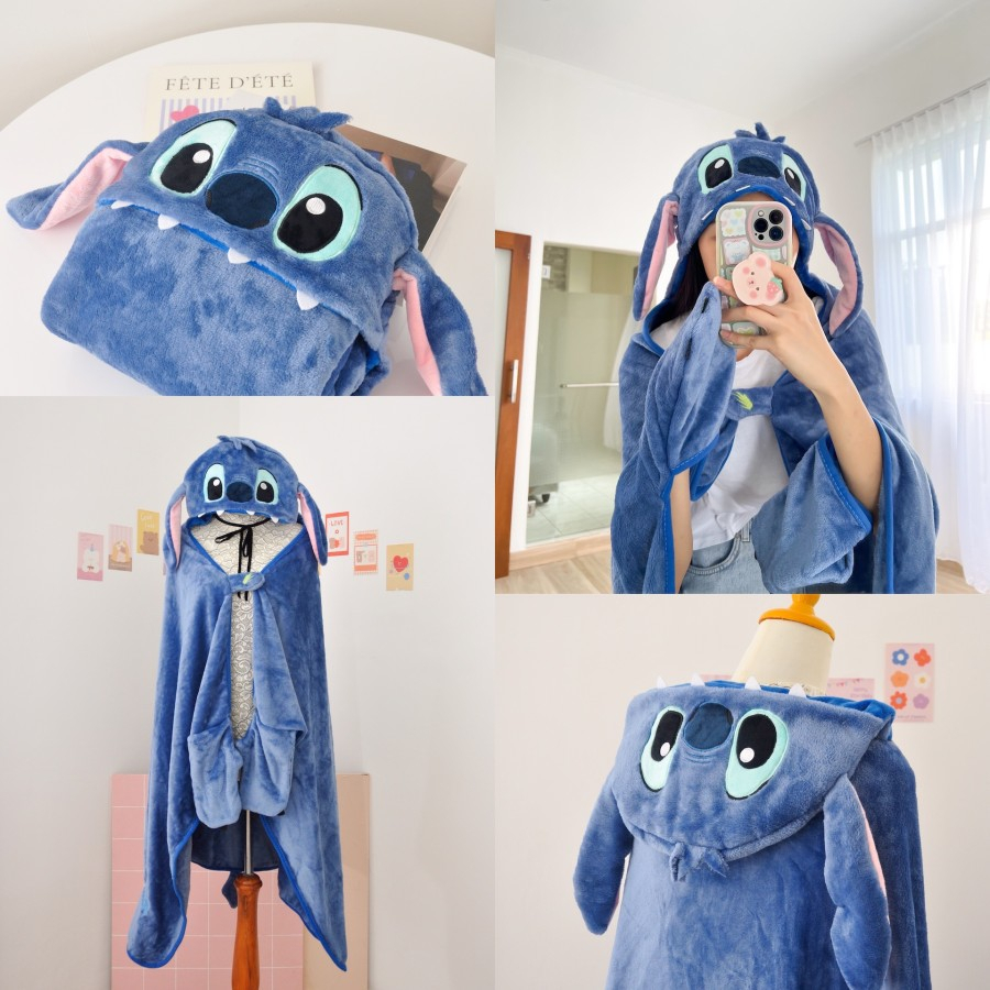 Jual Selimut Hoodie Karakter Stitch | Jubah Selimut Anak Dewasa Lucu ...