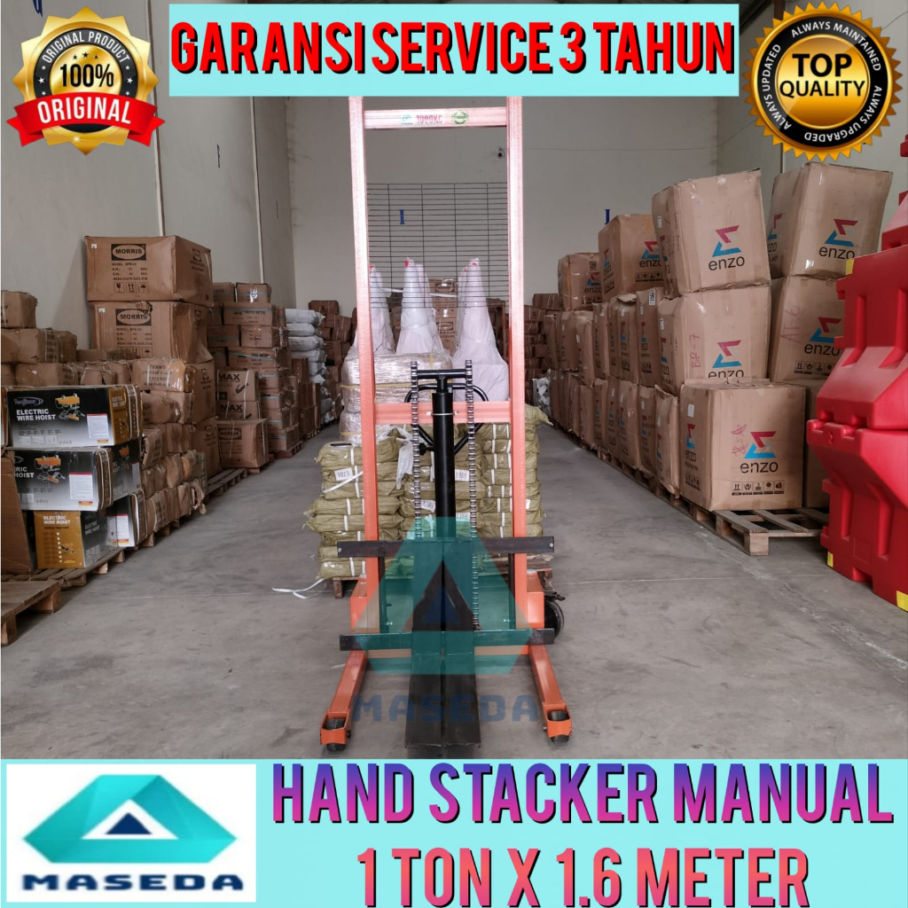Jual Hand Stacker Hand Lift Hand Forklift Manual 1 Ton x 1.6 meter ...