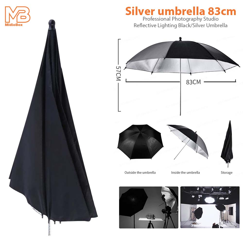 Jual Payung StudioFoto Hitam Silver Ukuran 83cm/33inch | Shopee Indonesia