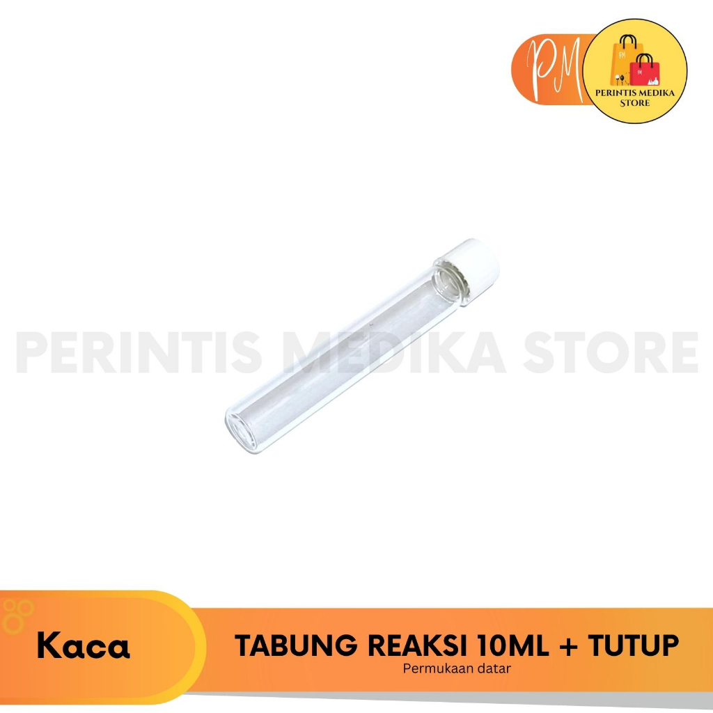 Jual Tabung Reaksi 10ml + Tutup Ulir l Tabung Reaksi Kaca Tutup - Datar ...