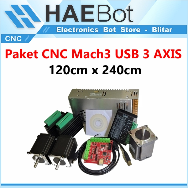 Jual [HAEBOT] Paket CNC Mach3 USB Set 3 TB6600 Nema 23 1.89Nm Stepper ...