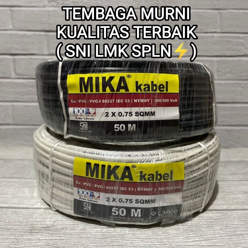 Jual MIKA KABEL SERABUT TEMBAGA NYMHY 2X0.75 OVAL GEPENG 50M FULL SNI LMK S PLN BAGUS | Shopee ...