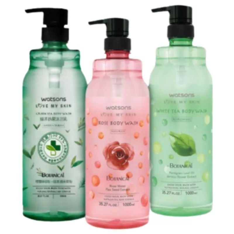 Jual WATSONS Botanical Body Wash 1000ml, varian Rose dan White Tea ...