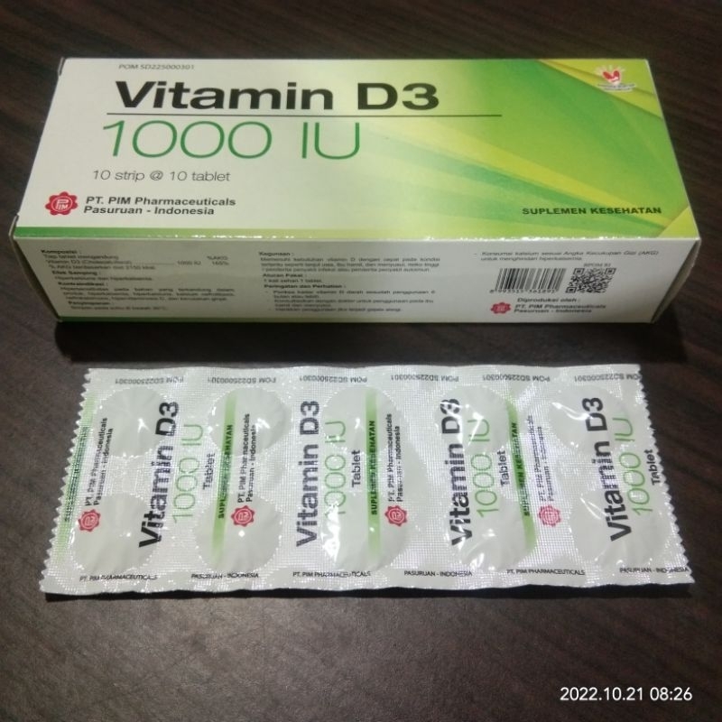 Jual Vitamin D3 Vit D3 1000 Iu Isi 100 Tablet Pim Strip Box Shopee