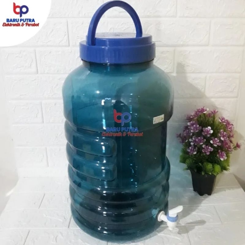 Jual Galon Air + Kran Portable Kapasitas 20L Jumbo PET Biru Transparant ...