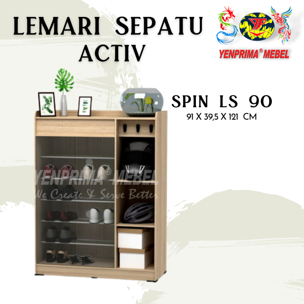 Jual [YENPRIMA] LEMARI SEPATU KACA SPIN LS 90 / LEMARI SEPATU 5 SUSUN ...