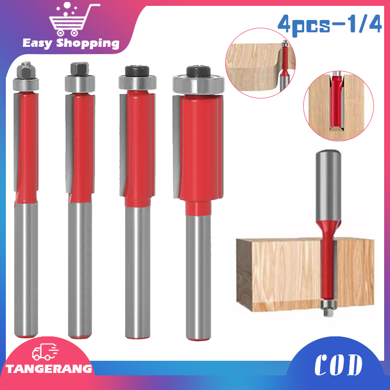Jual 4pcs Mata Profil Router 1/4 Flush Trim Router Bits Mata Profil ...