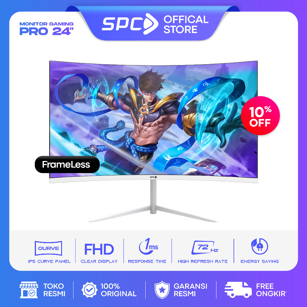 Jual Monitor SPC Gaming LED Full HD 24 inch Curve | Shopee Indonesia