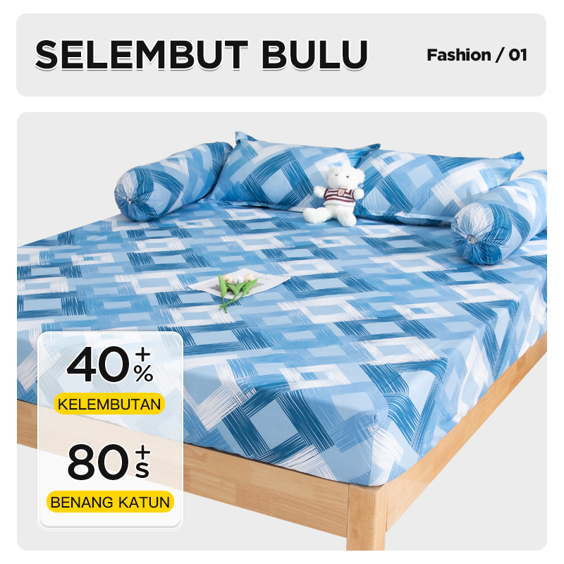 Jual Orange Sprei set Tinggi Sprei 25cm aesthetic kotak hitam 120x200 ...