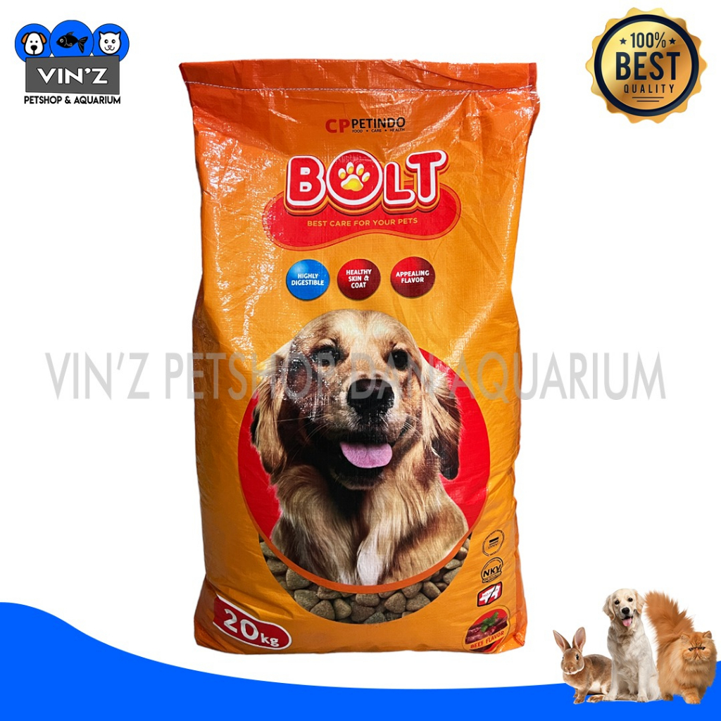 Jual Makanan Anjing Bolt Dog Adult Beef Flavor Bentuk Segitiga 20kg ...