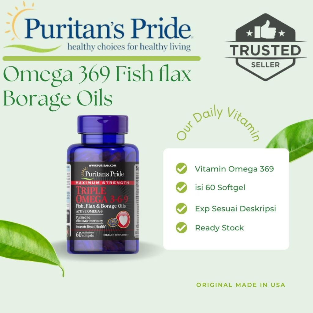 Jual Puritan Pride Maximum Strength Triple Omega 369 Fish Flax & Borage ...